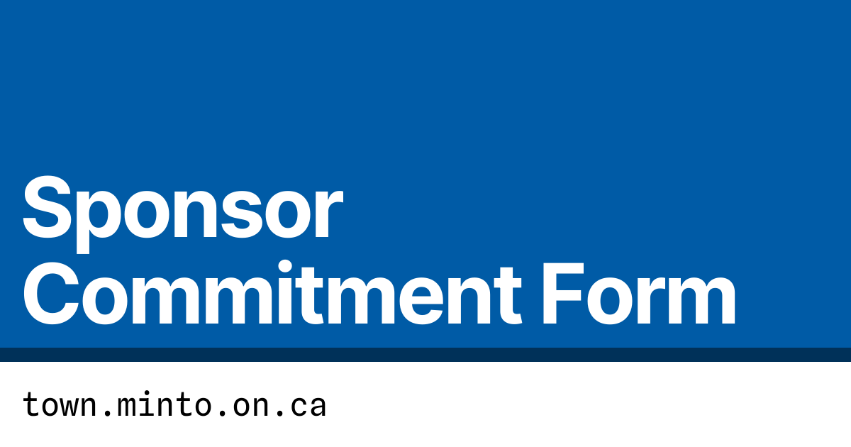 Sponsor Commitment Form | Town of Minto